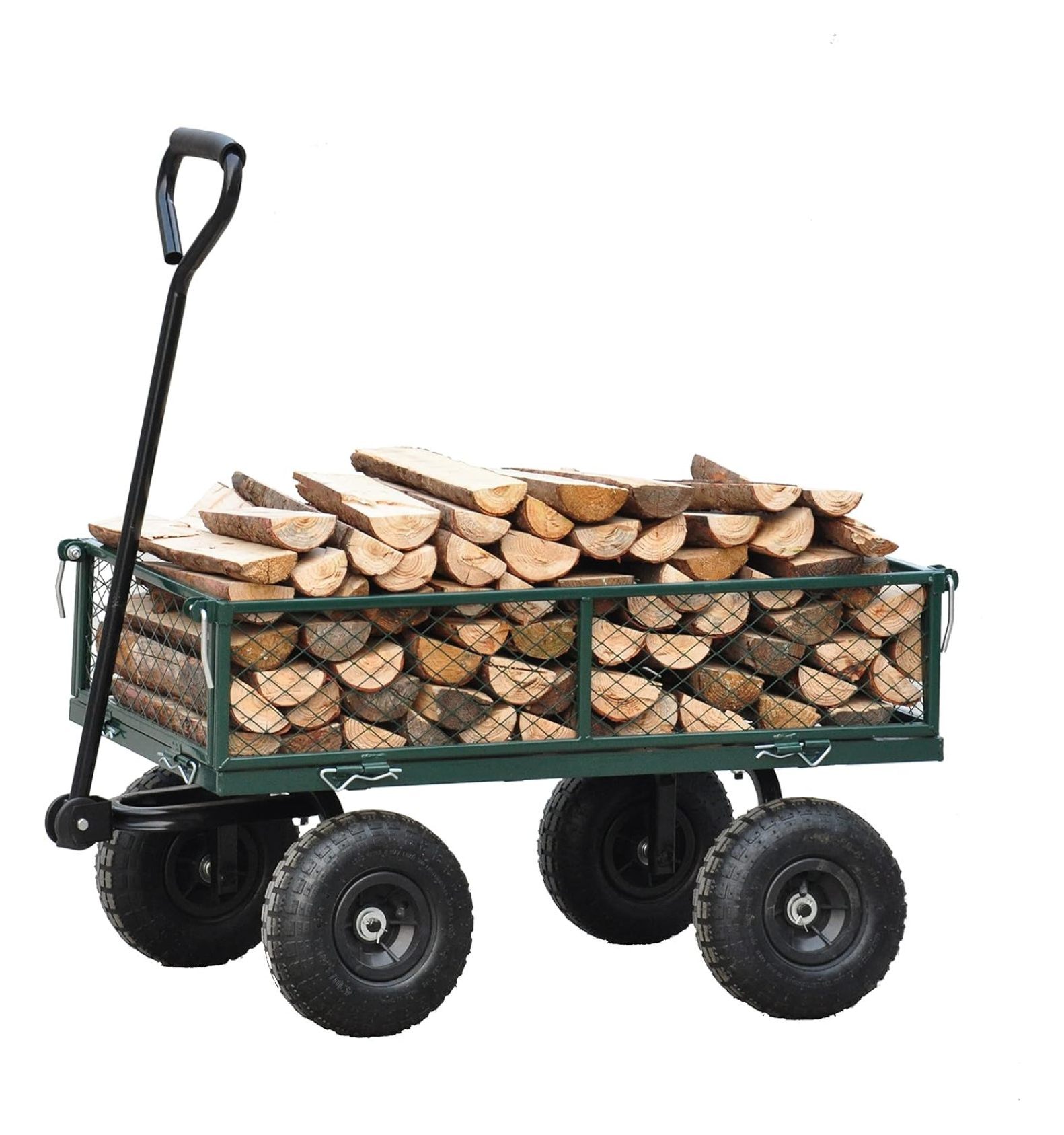 Garden Cart Heavy Duty 600 lbs Capacity Metal Mesh Wagon with Removable ...