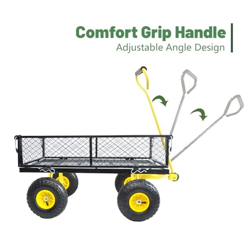 Garden Cart Heavy Duty 600 lbs Capacity Metal Mesh Wagon with Removable ...