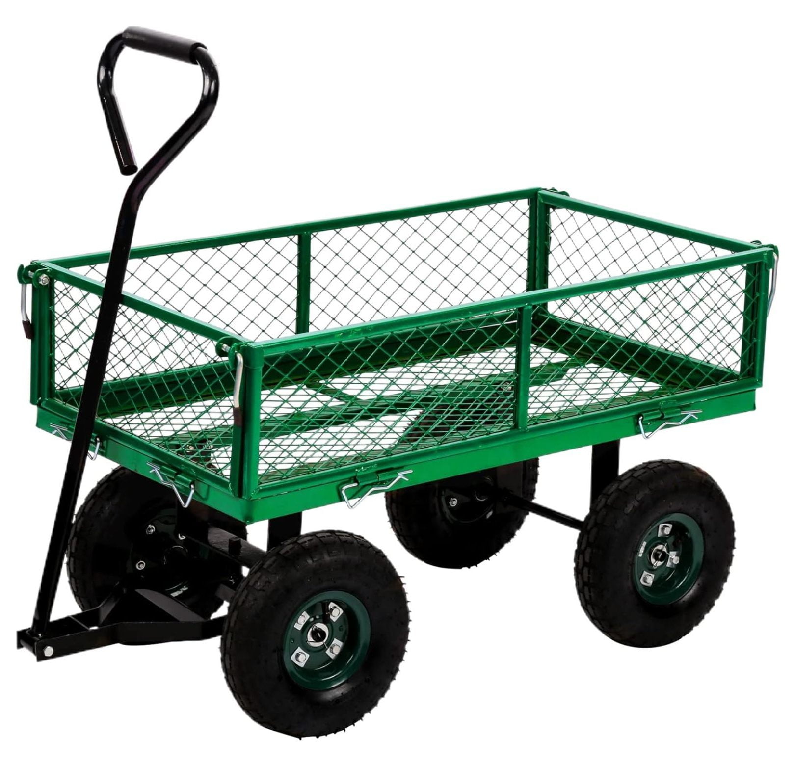 Garden Cart Heavy Duty Steel Utility Cart Yard Dump Wagon Cart Lawn ...