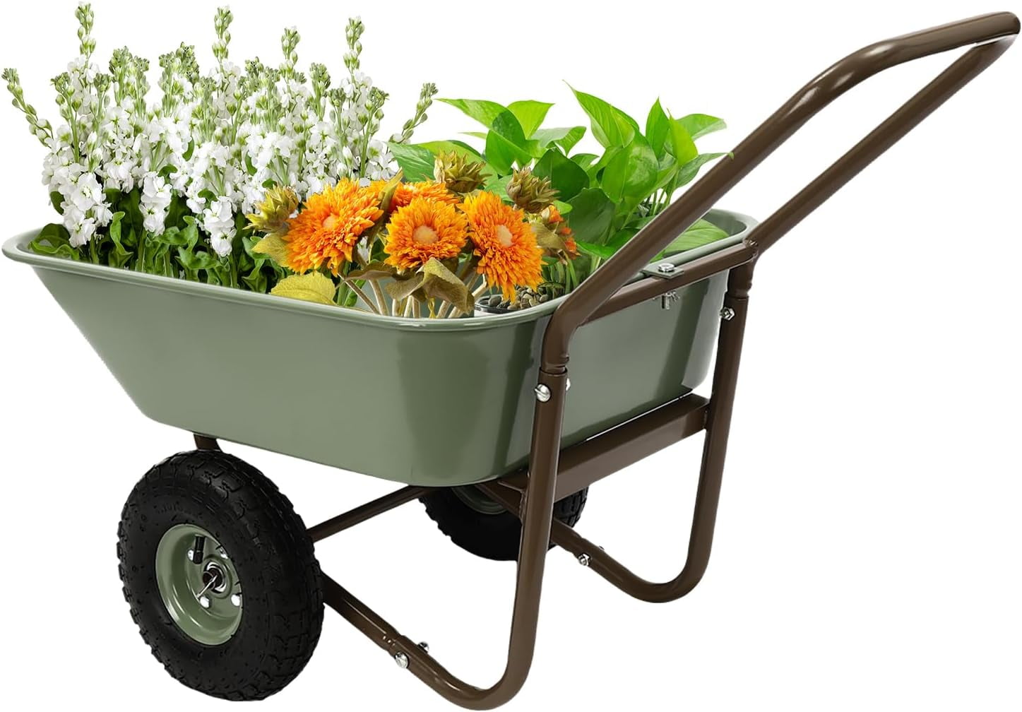 Garden Cart, Heavy Duty Utility Two-Wheeled Garden Cart, Easy to Carry Cart with Garden Tool ...