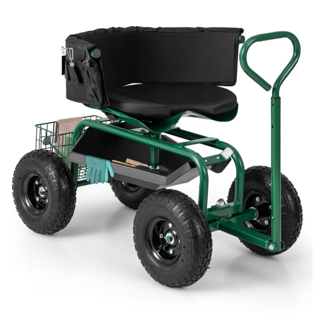 Garden Cart, Outdoor Rolling Garden Scooter W/Adjustable 360 Degree ...