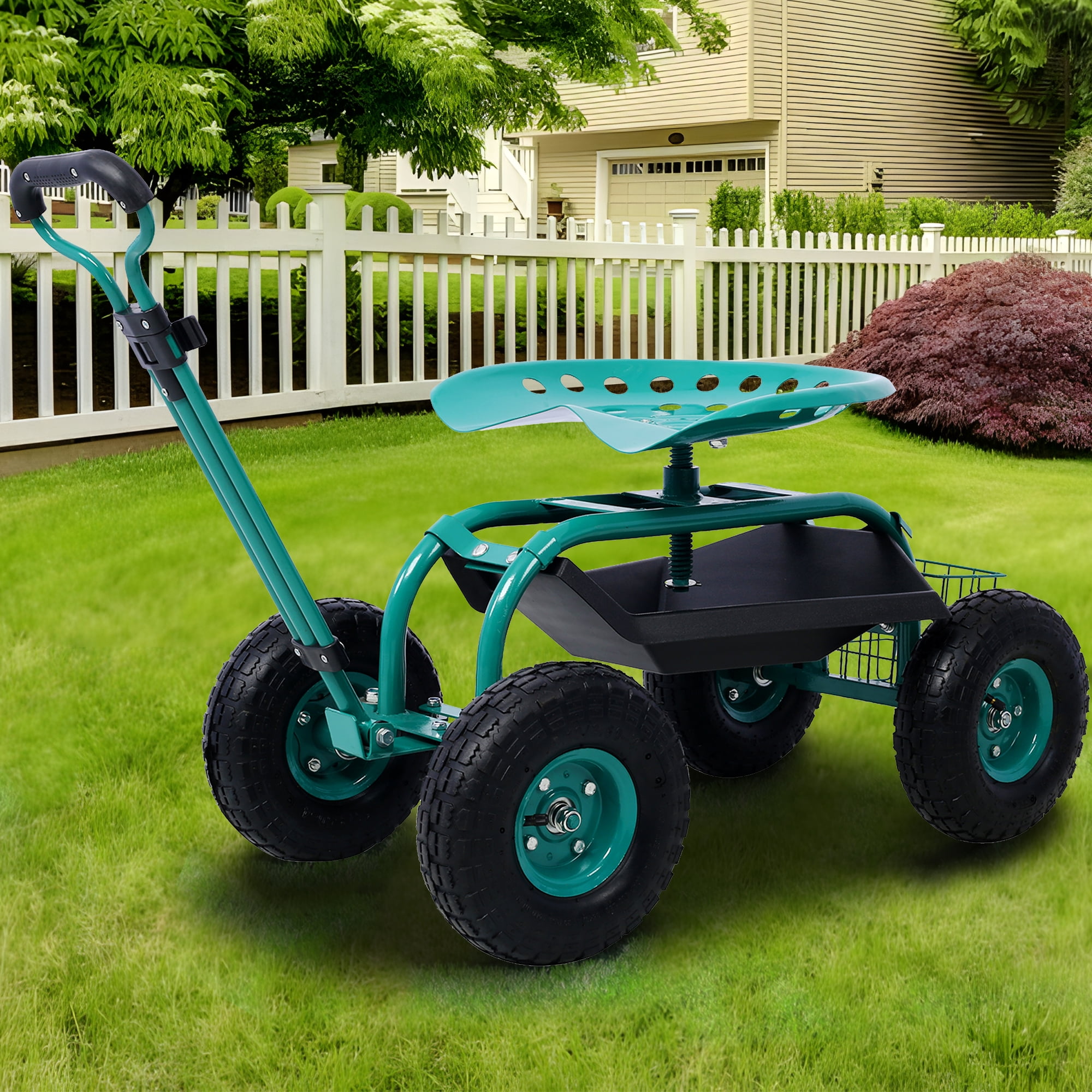 Garden Cart Rolling Scooter, BTMWAY Patio Gardening Stool Work Seat ...