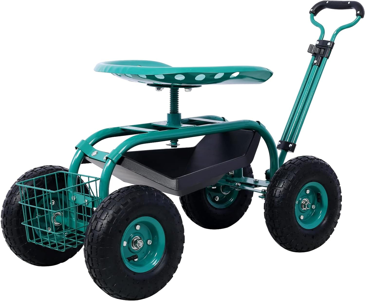 Garden Cart Rolling Scooter with Extendable Steering Handle, Patio ...