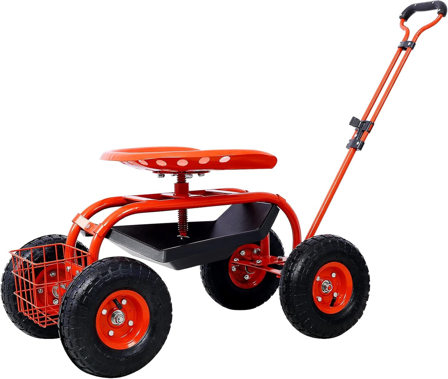 Garden Cart Rolling Scooter with Extendable Steering Handle, Patio ...
