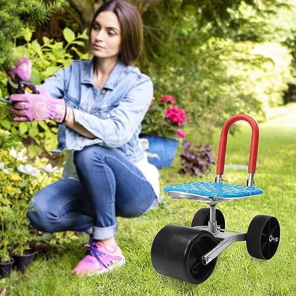 Garden Cart Rolling Stool Work Seat Cart,Gardening Helper with 3 Wheels ...