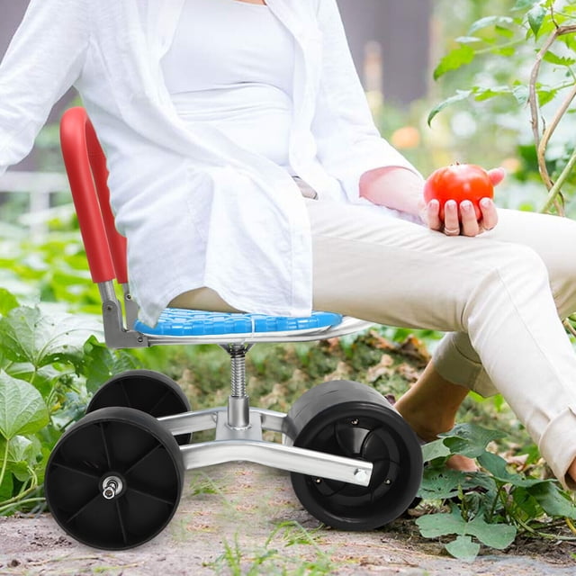 Garden Cart with Seat, 360° Garden Rolling Work Seat with Wheels ...