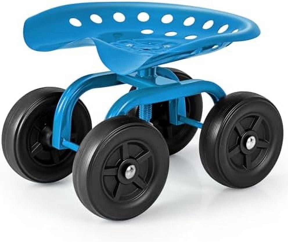 Garden Cart with Seat, Heavy-Duty Rolling Outdoor Wagon Scooter w ...