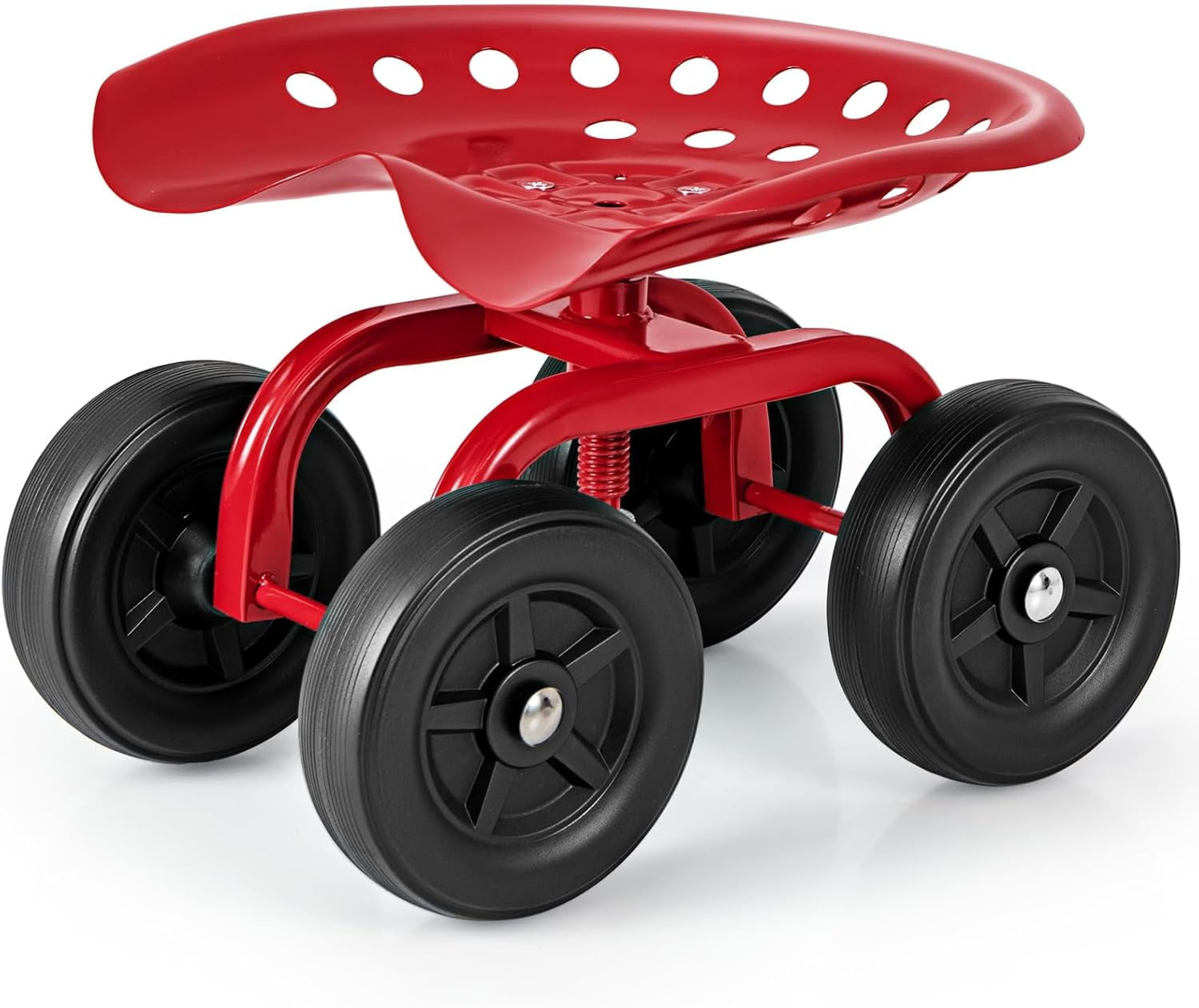 Garden Cart with Seat, Heavy-Duty Rolling Outdoor Wagon Scooter w ...