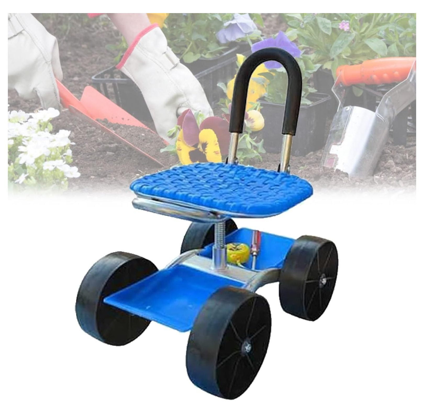 Garden Cart with Seat - Garden Cart Rolling Work Seat Outdoor Lawn Yard ...