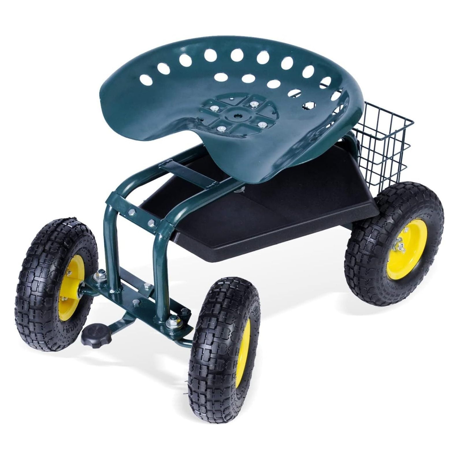 Garden Cart with Seat and Wheels and Storage - Heavy Duty Rolling ...