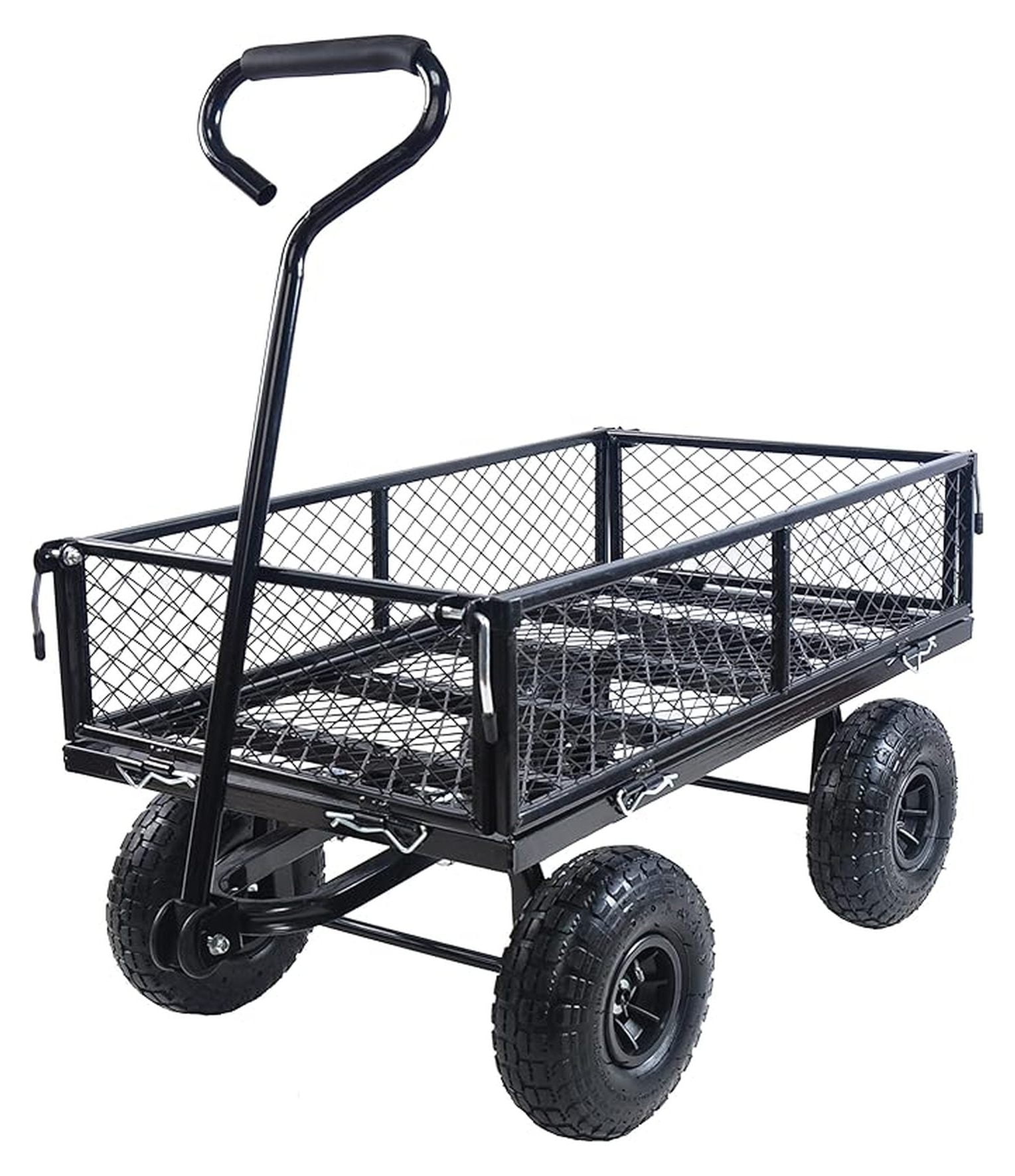 Garden Cart Wagon 660 Lbs Heavy Duty, 10" Air Tires, Steel Utility Cart ...
