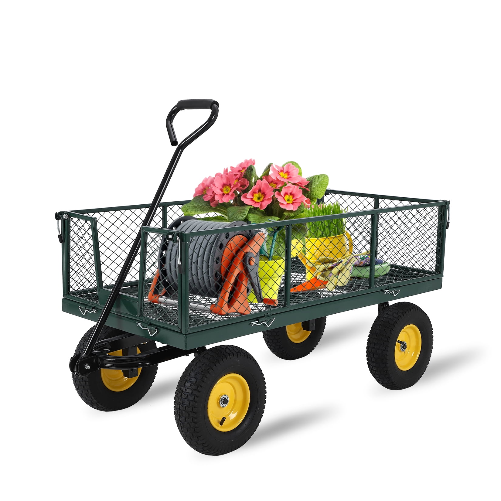 Garden Cart on Wheels 880Lbs Capacity, Heavy Duty Full Steel Utility ...