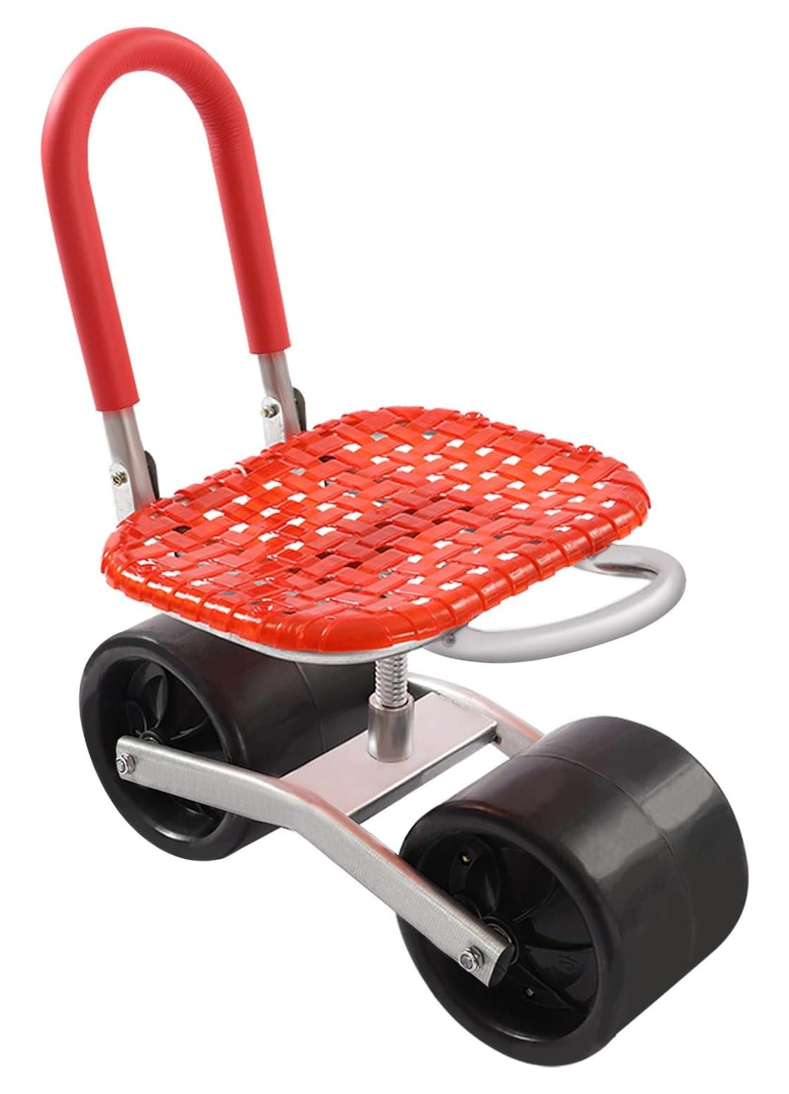 Garden Cart On Wheels with Seat, 360° Rotation Gardening Wheelbarrow ...