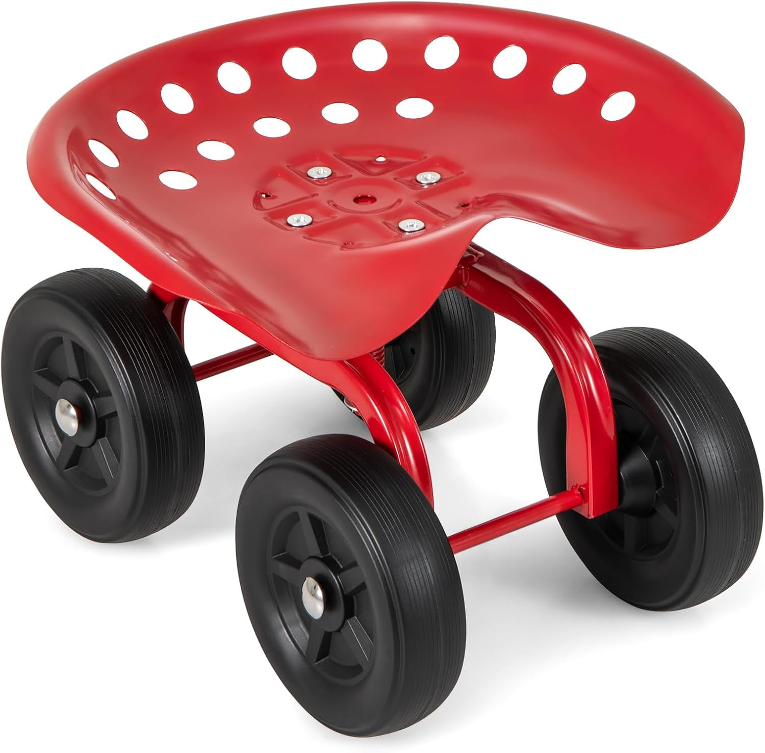 Garden Cart with Wheels, Utility Stool Cart w/Adjustable 360 Degree ...