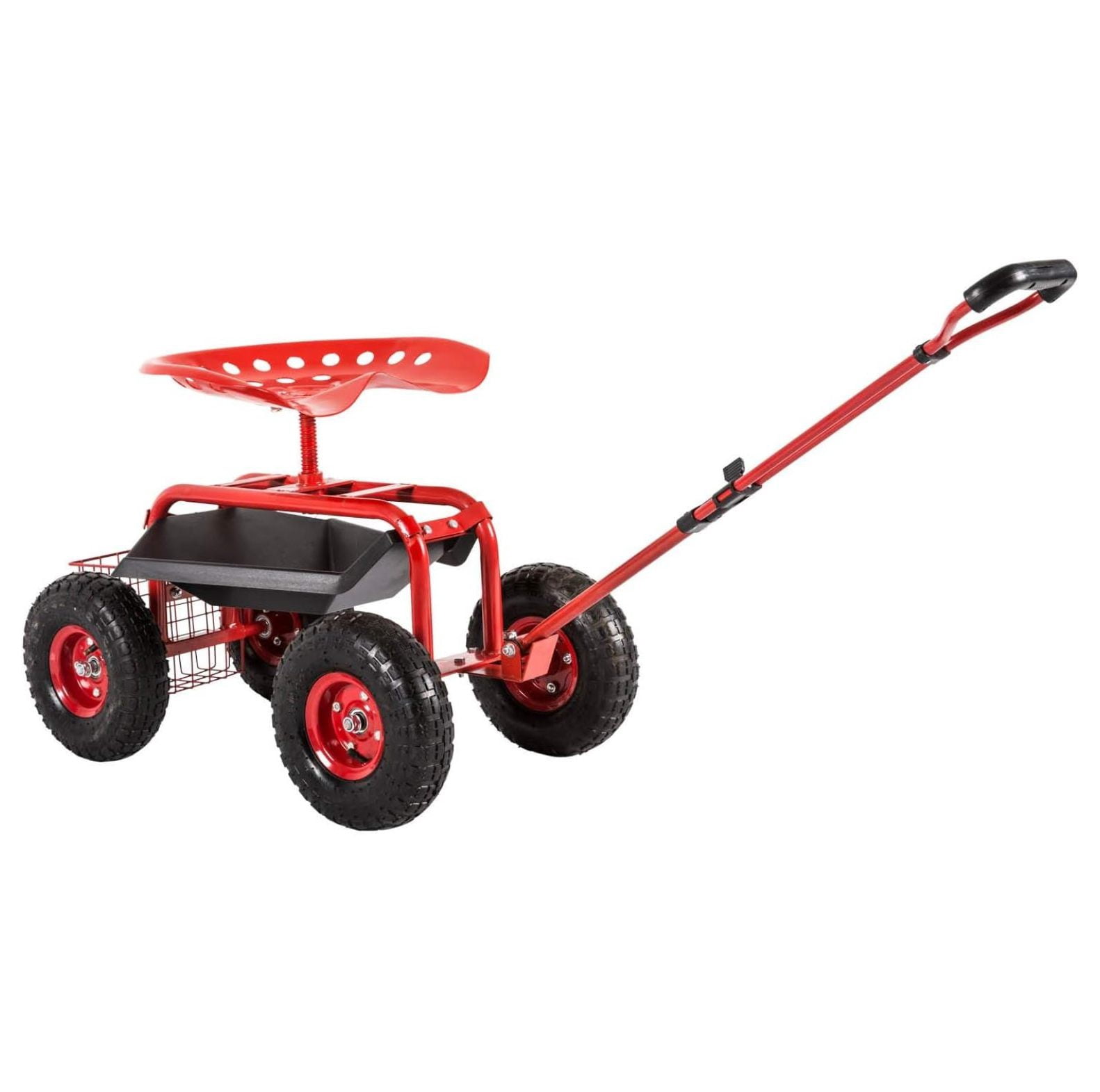 Garden Cart Workseat Rolling Scooter with Extendable Steer Handle ...