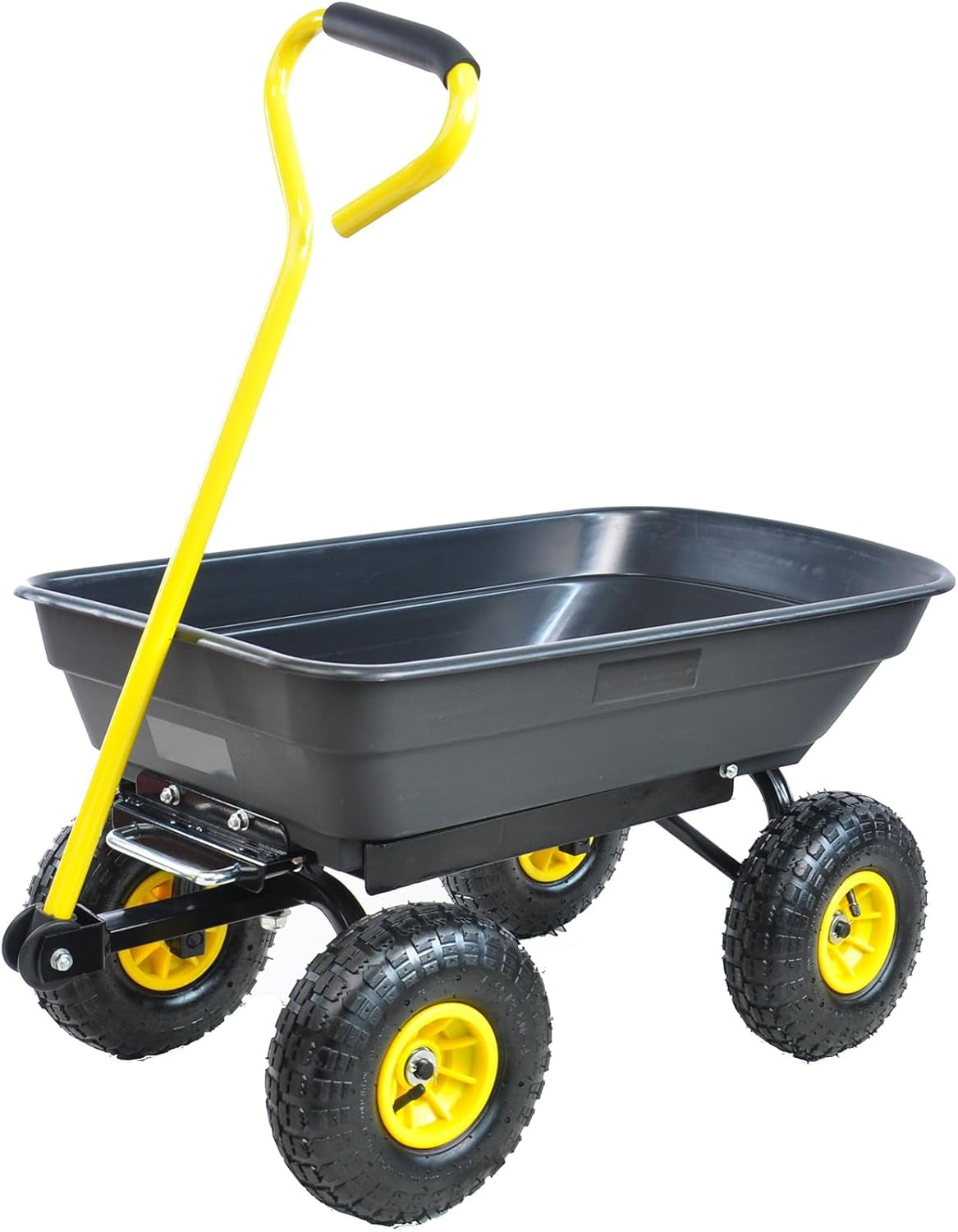 Garden Cart Yard Wagon Dump Cart on Wheels Outdoor Gardening Cart with ...