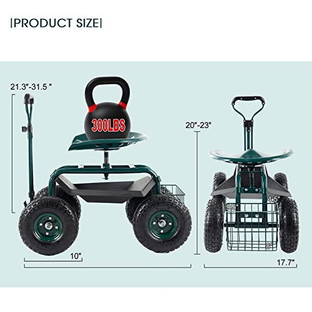 Garden Cart with Seat Outdoor Gardening Carts Heavy Duty Rolling Garden ...