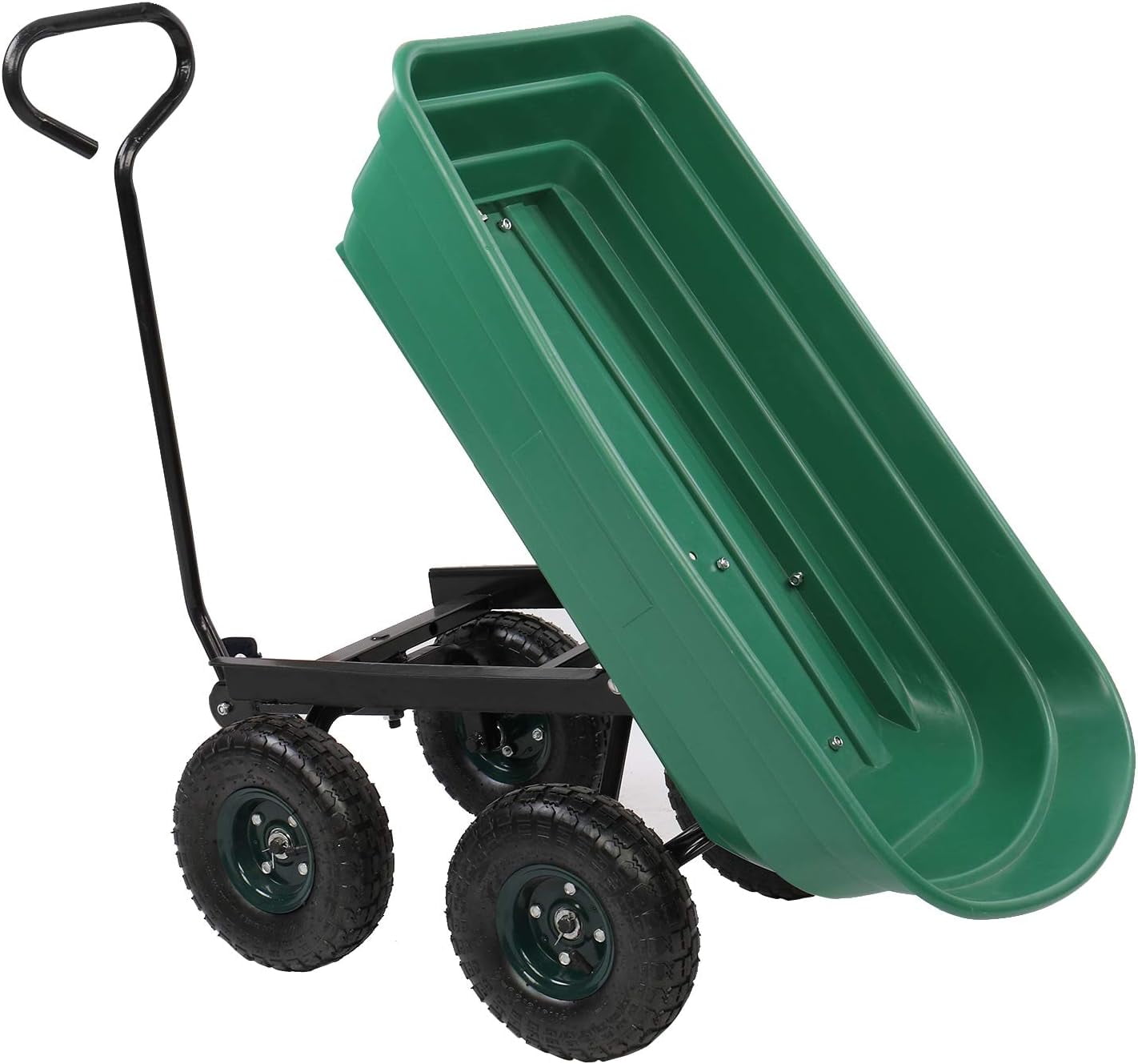 Garden Carts, Four Wheels Pneumatic Tires Wheelbarrows Garden Dump Cart ...