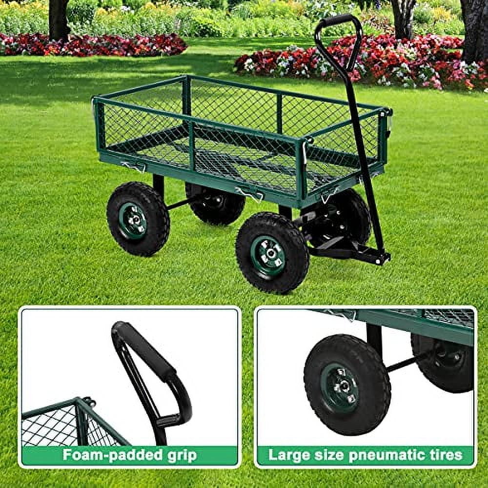 Garden Carts Utility Wagon Outdoor Lawn Yard Buggy Yard Dump Wagon with ...