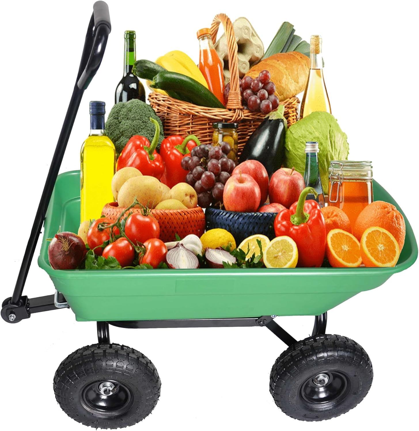 Garden Carts Wagon with Rotating Handle, Heavy Duty Poly Utility ...