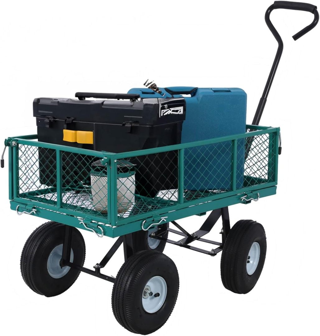 Garden Carts with Wheels Outdoor,Steel Garden Cart with Removable Sides ...