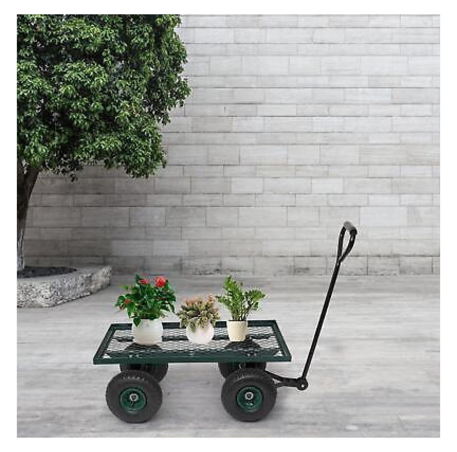 Garden Carts Yard Dump Wagon Cart Lawn Utility Cart Outdoor Steel Heavy ...