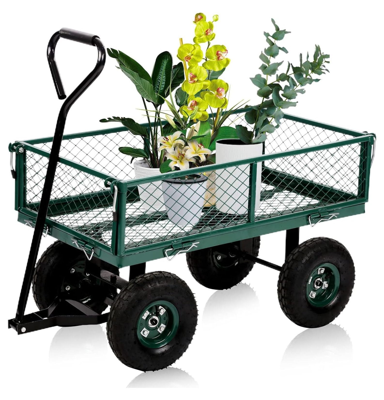 Garden Carts Yard Wagon Heavy Duty Utility Wagon with Mesh Steel Frame ...