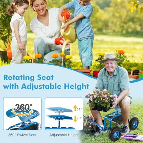 Garden Carts with Seat Rolling Scooter Rolling Gardening Stool Cart ...