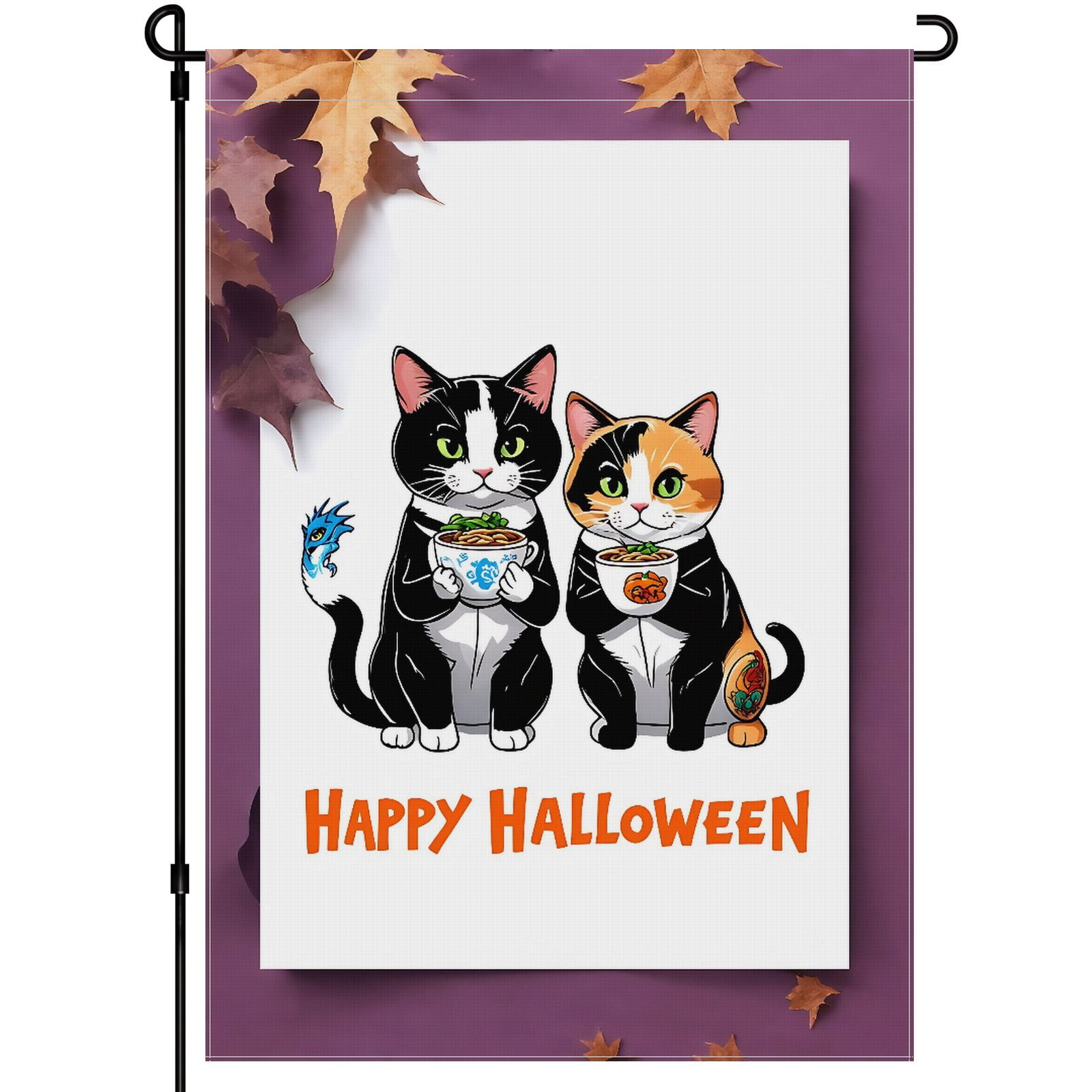 Garden Cat Cartoon Style Washable Large Garden Flag Fluffy Cat Kitten ...