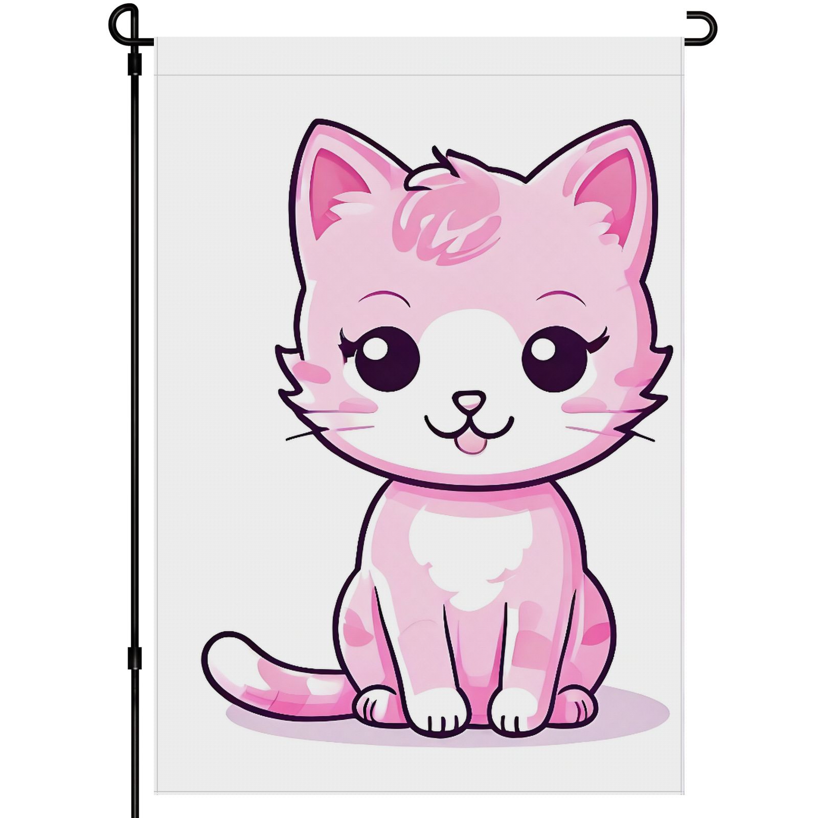 Garden Cat Garden Flag for Outdoor Cartoon Style Cute Cat Durable ...
