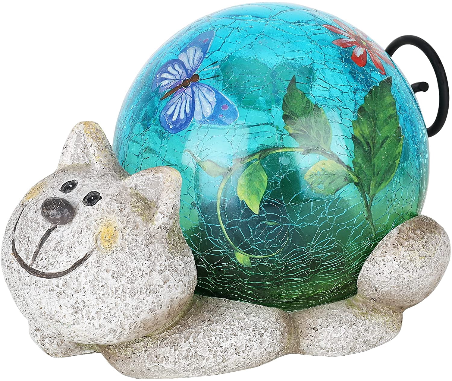 Garden Cat Statue Outdoor Decor - Resin Outdoor Figurine Glass Solar ...