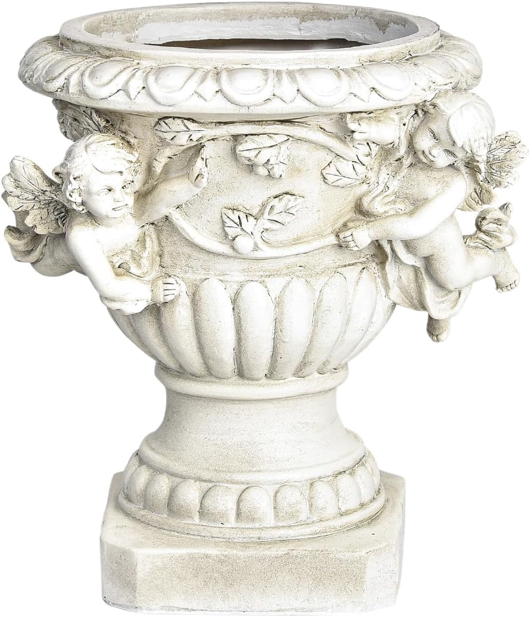 Garden Cherub Urn Planter, Lovely Resin Angel Statue Flower Pots ...