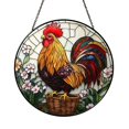 Garden Chicken Floral Scene Window Suncatcher with Stained Glass Look ...