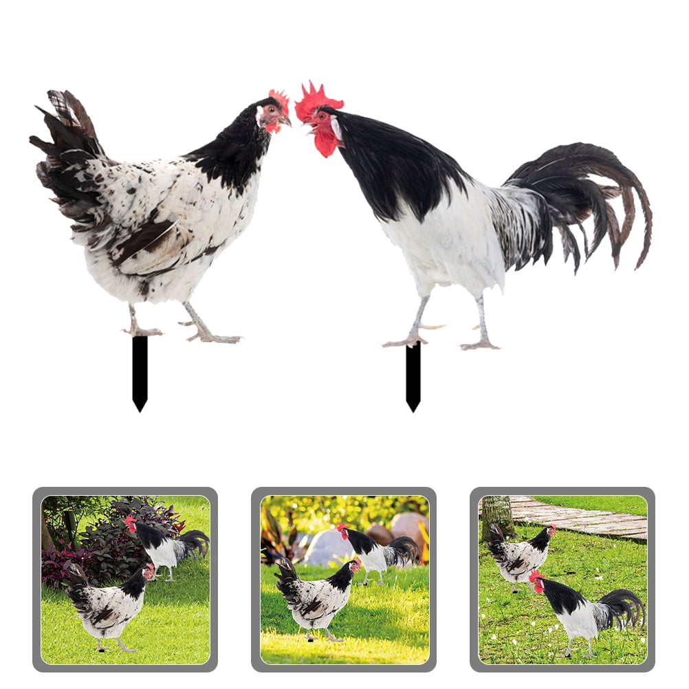 Garden Chicken Stake, 2Pcs Acrylic Yard Chicken Signs Realistic Chicken ...