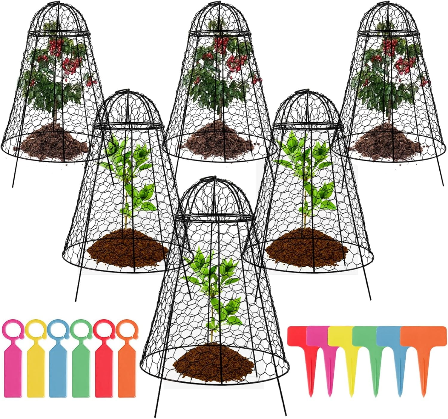 Garden Cloches for Plants Set of 6 Chicken Wire Cloche, 20" X12 ...