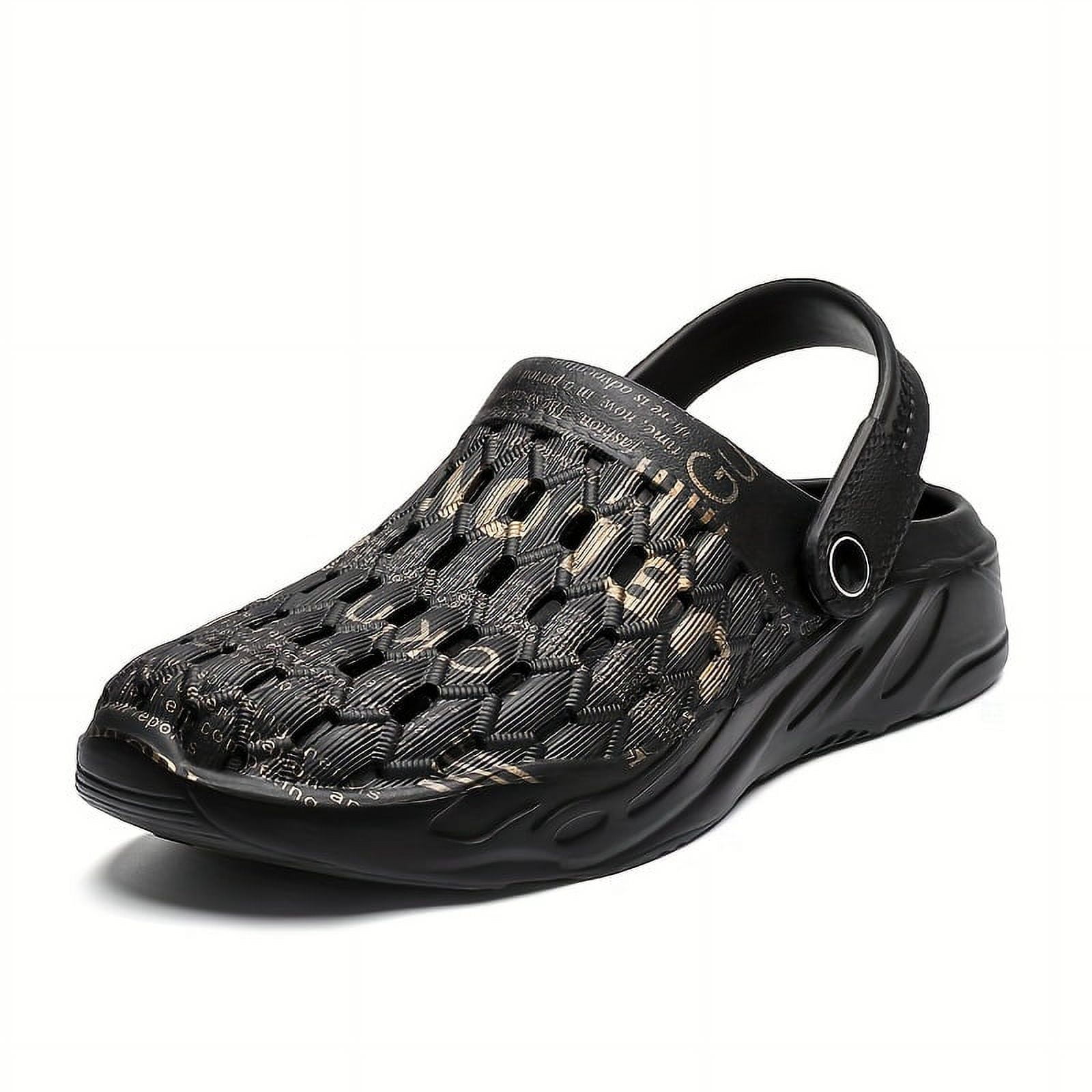 Garden Clogs Men's Alphabet Print Clogs, Slip-on Closed Toe Sandals ...