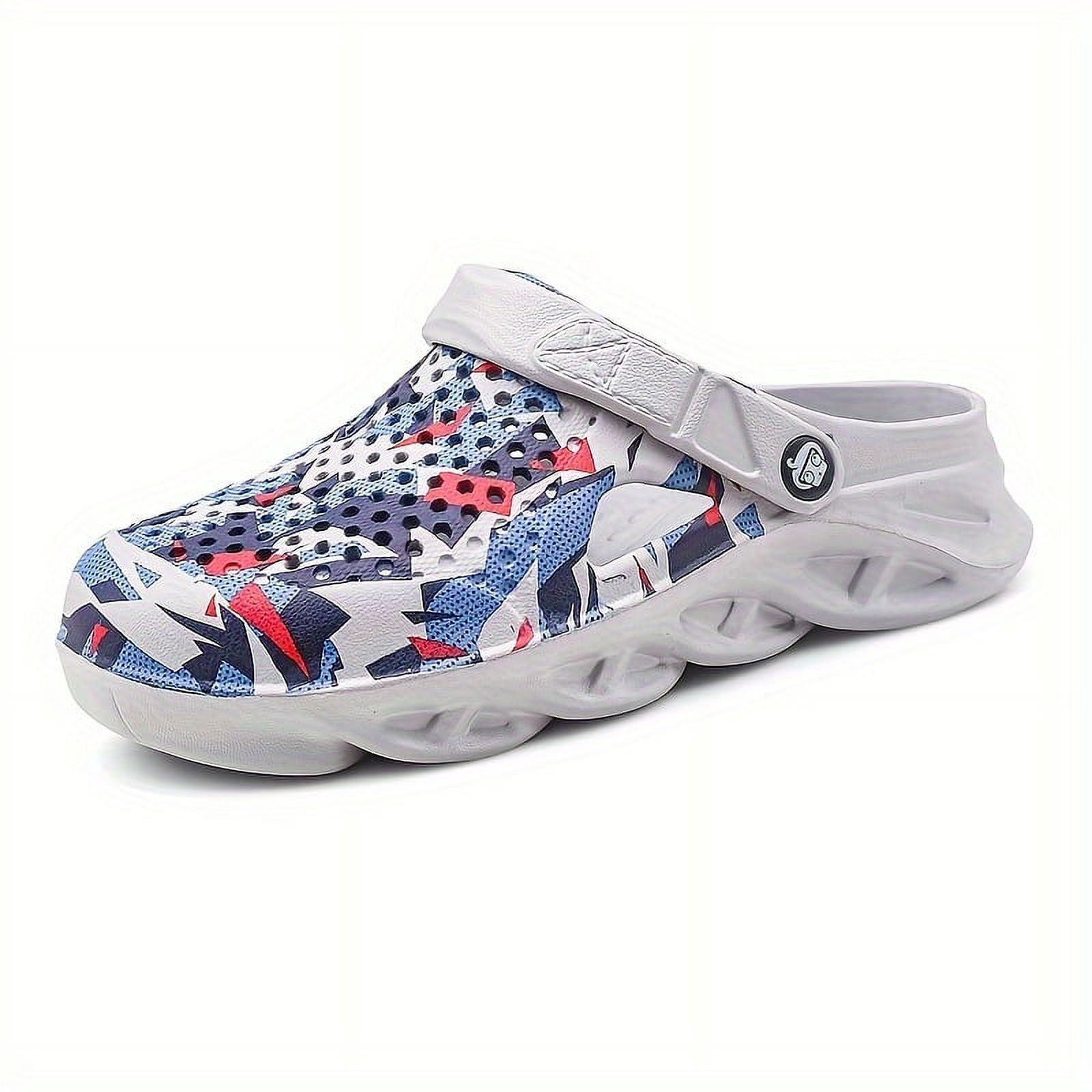 Garden Clogs Men's Alphabet Print Clogs, Slip-on Closed Toe Sandals ...