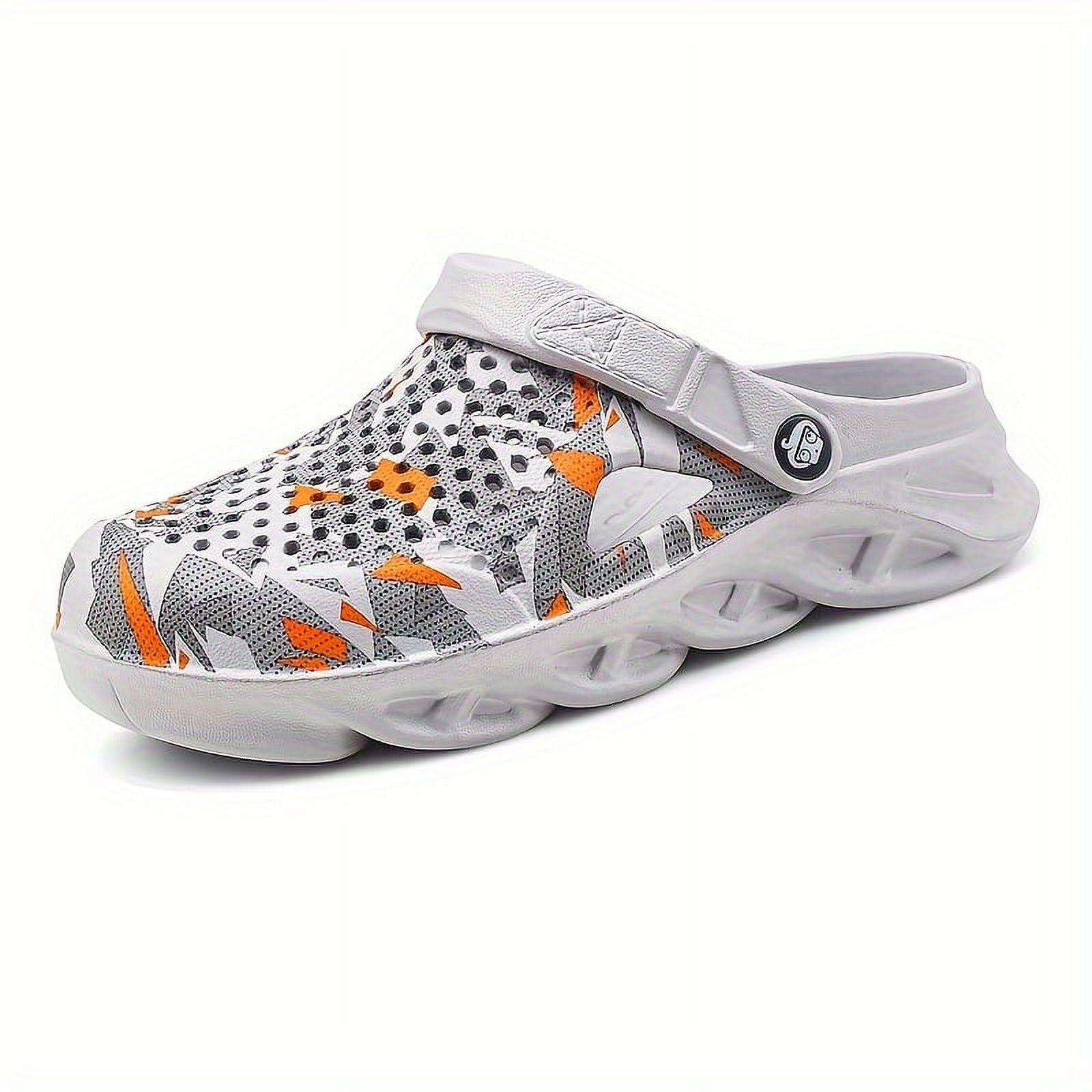 Garden Clogs Men's Alphabet Print Clogs, Slip-on Closed Toe Sandals ...