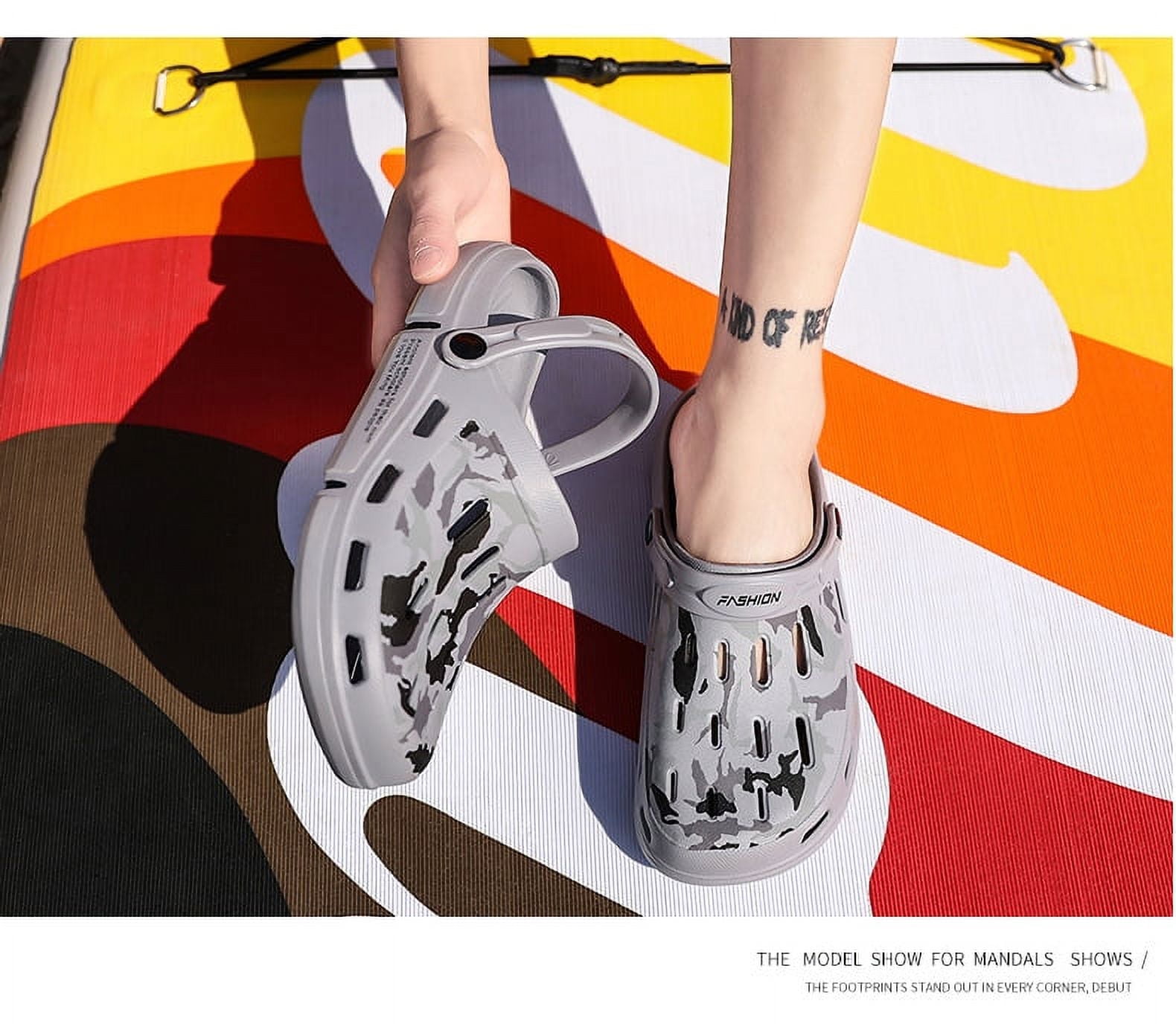 Garden Clogs Men's Alphabet Print Clogs, Slip-on Closed Toe Sandals ...