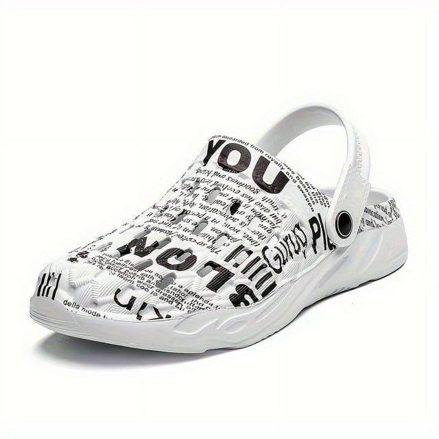 Garden Clogs Mens Alphabet Print Clogs Slip On Closed Toe Sandals