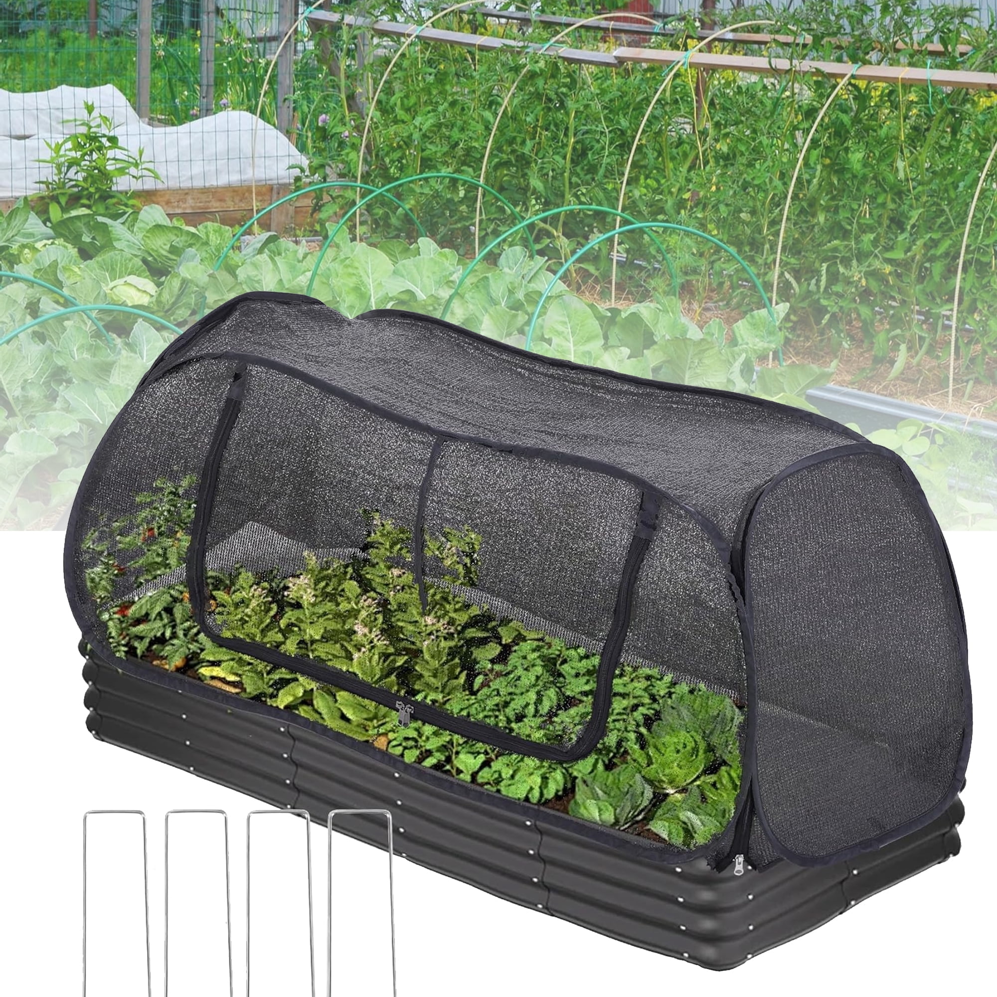 Garden Cover for Raised Flower Beds, Garden Covers with Roll-up Zipper ...