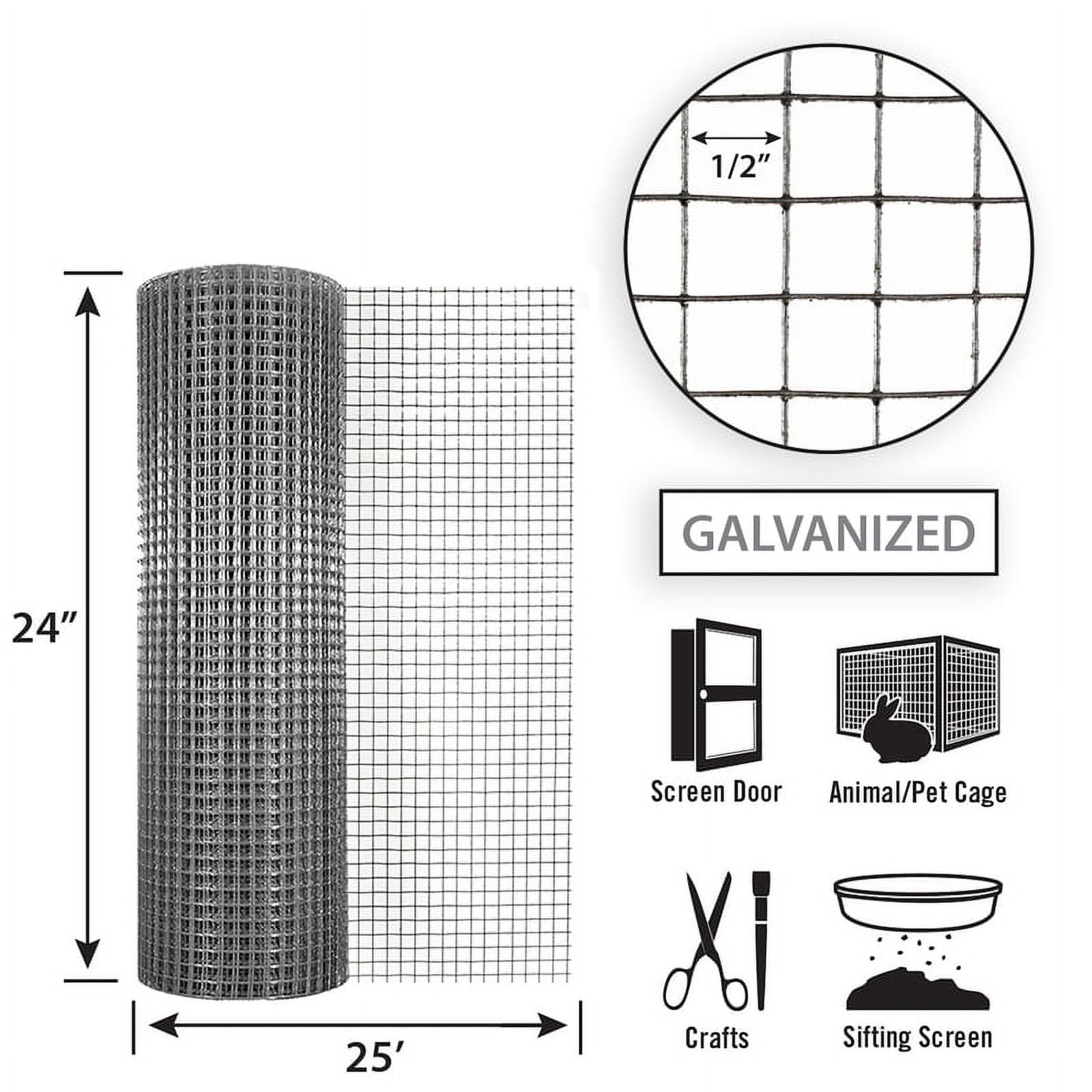 Garden Zone 24 in. W x 25 ft. L Galvanized Steel Mesh Wire Roll ...
