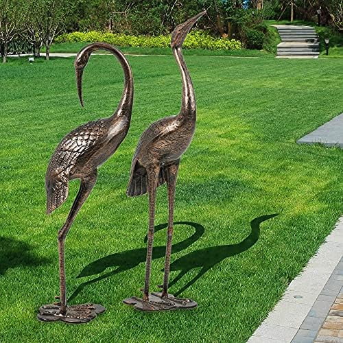 Garden Crane Statue for Outdoor, Garden Cast Aluminum Sand Hill Crane ...