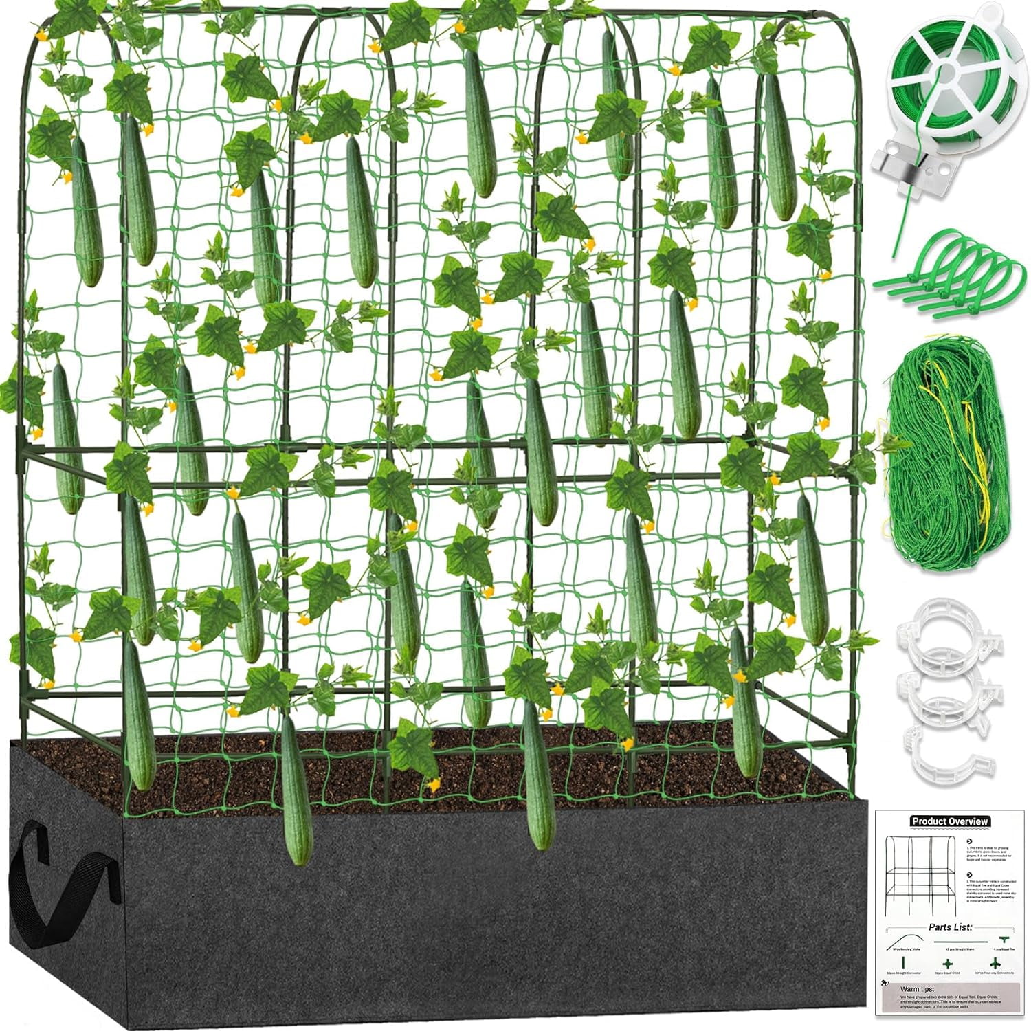 Garden Cucumber Trellis for Climbing Plants Outdoors, 65 x 50 Inch ...