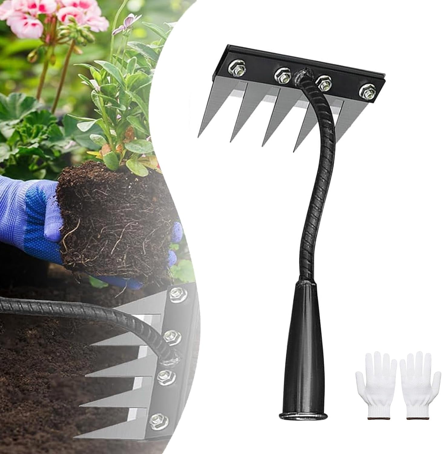 Garden Cultivator Rake, Multi-tine Carbon Steel Garden Cultivator Rake ...