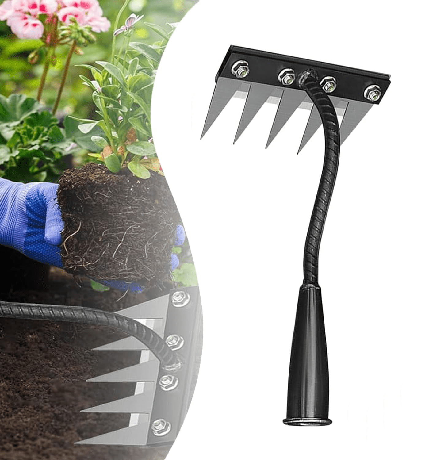 Garden Cultivator Rake, Multi-tine Carbon Steel Garden Cultivator Rake ...