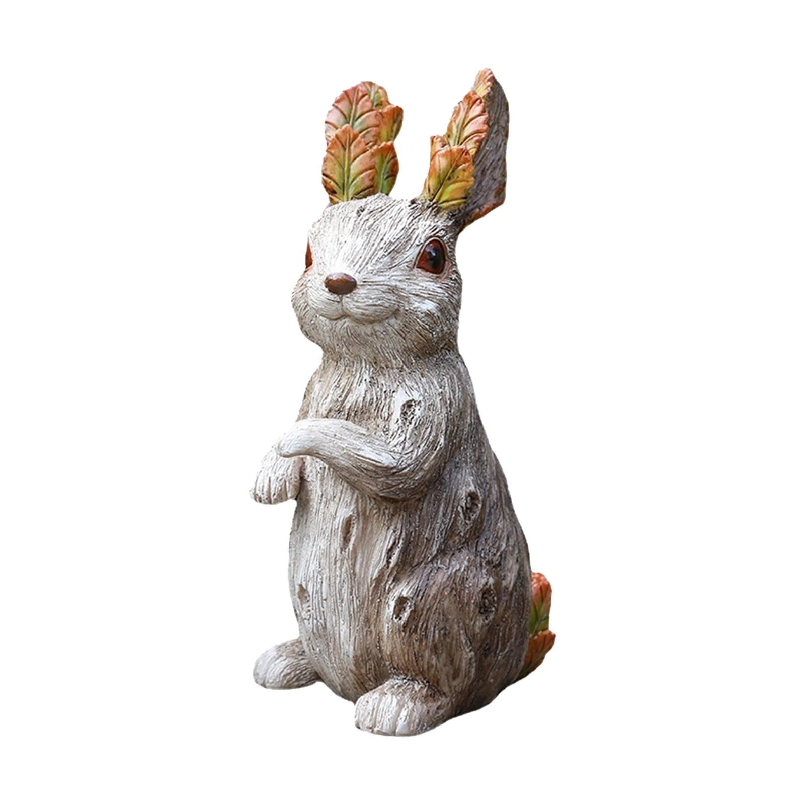 Garden Cute Leaf Ear Resin Rabbit Decoration - Real Animal Resin Statue ...