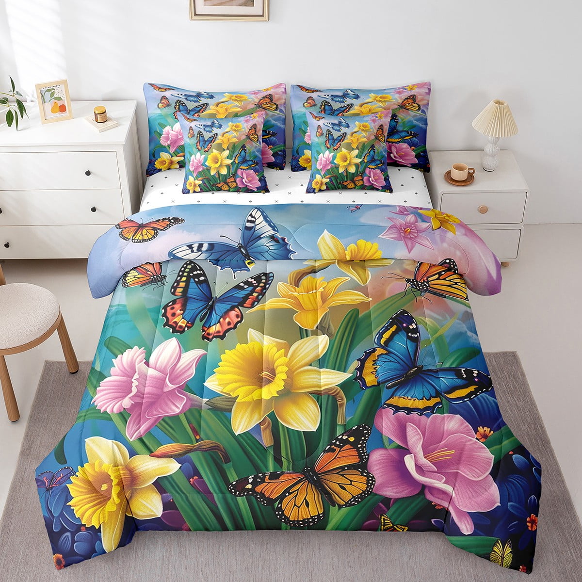 Garden Daffodil Comforter Set Country Farmhouse Bedding Sets Full ...