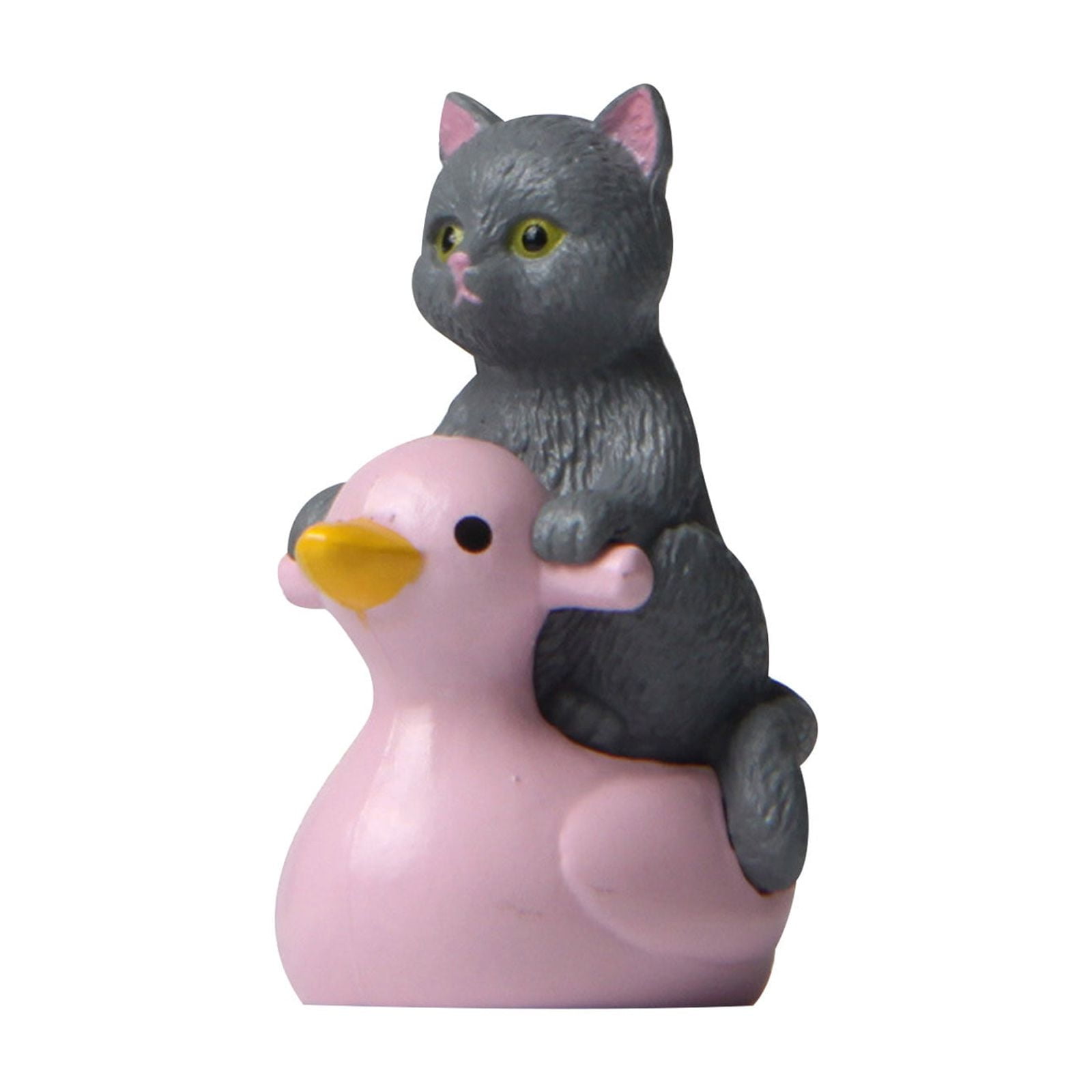 Garden Decor Cute Sitting Duck & Cat Figurine Weatherproof Outdoor ...
