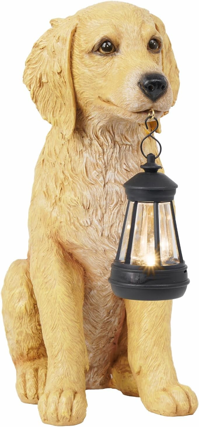 Garden Decor Dog Statues Outdoor - Golden Retriever Puppy Statue with ...